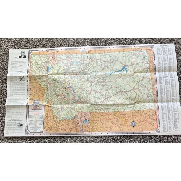 Office | Vintage 1957 Montana State Highway Commission Map Jumbo | Poshmark